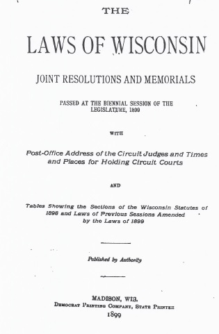 The Wisconsin Laws and Joint Relolutions 1899-Upper Trout River Dam ...